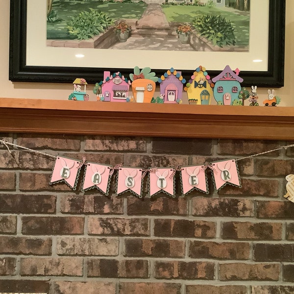 Easter Bunny Banner SVG | Laser Cut File | Glowforge | Spring SVG ...