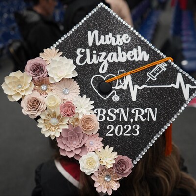 Nurse Graduation Cap Toppers/ Flower Graduation Cap/ Glitter - Etsy