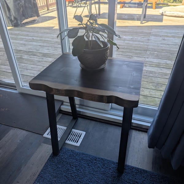 8" Deep Hand Carved Live Egde Bench With Metal Legs | Free Delivery ...