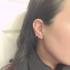 18g Silver Triple Piercing Hoop. Three Hole Earring. Triple Hole Spiral ...