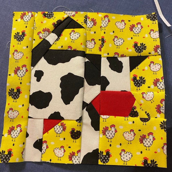 COW BLOCK Paper Pieced Pattern in PDF - Etsy