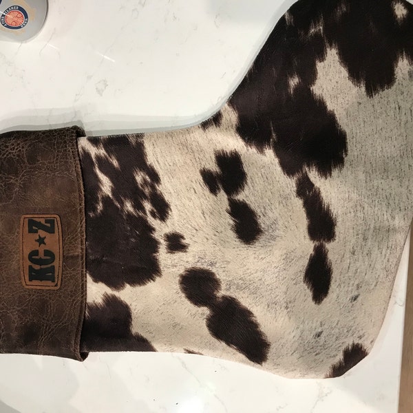 Cow Print Christmas Stockings, Cowhide, Burnt Orange, Tri Color - Etsy