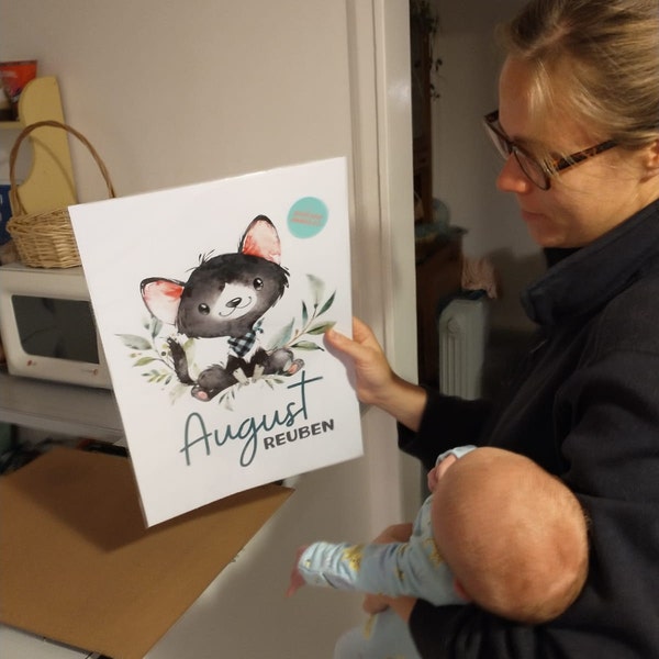 Australian Animal Nursery Print Personalised Baby Name Custom Wall Art ...
