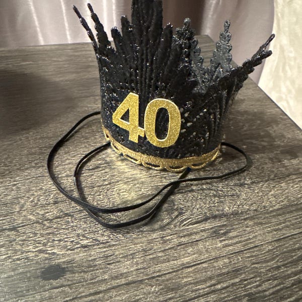 40th Birthday Crown for Women Black and Gold – Mini Party Hat – Custom ...