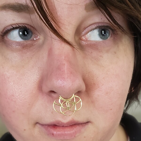 Unique Gold Septum, Septum Jewelry, Large Septum, Lotus Septum, Tribal ...