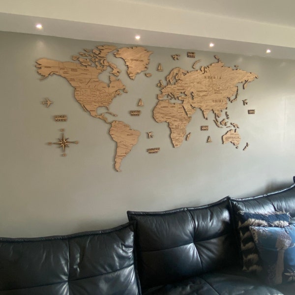 SALE SAMPLE Sapele 1.4m Blank World Map - Etsy