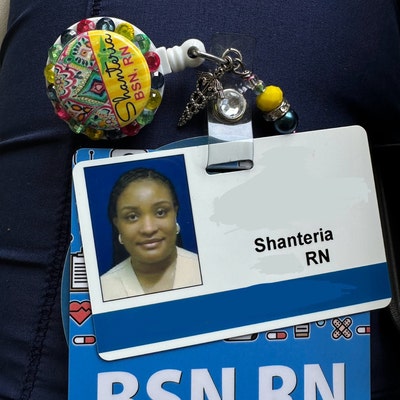 MSN RN Badge Buddy Pink Vertical Heavy Duty Badge Tags Backer Card ...