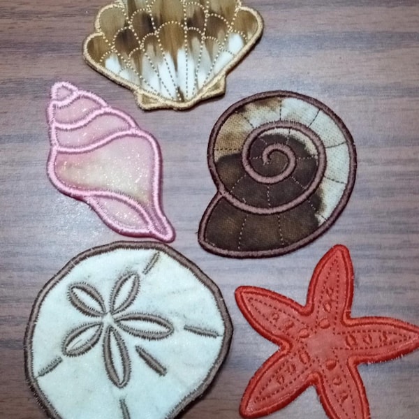 Seashell Set Applique Machine Embroidery Design Sea Shell Starfish Sand ...