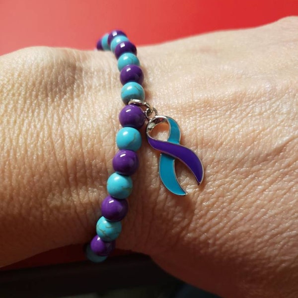 Crystal Rhinestone Thyroid Diseases Awareness Ribbon Charm - Hashimoto ...