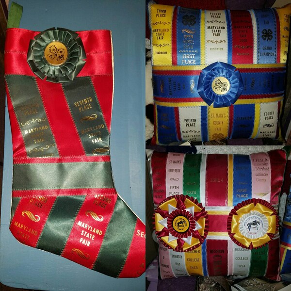 Horse Show Ribbon Pillow - the Classic - Made to Order - Horse Show ...