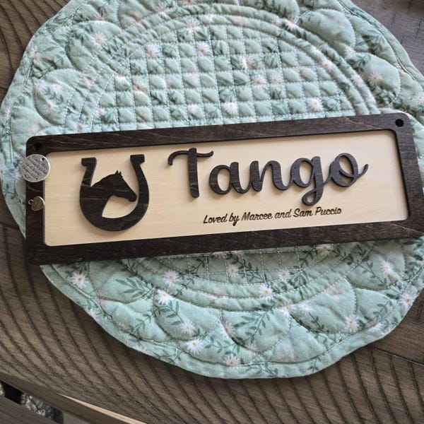 Custom Wood Horse Stall Sign | Script Overlay Style | Barn Stall Name ...