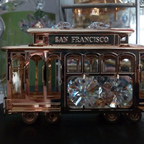 Handmade 24K Gold Plated Cable Car Hand Decorated W/ Swarovski Crystals ...