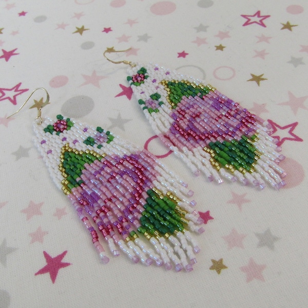 Pink Rose Loom or Square Stitch Bead Bracelet Miyuki PDF Pattern ...