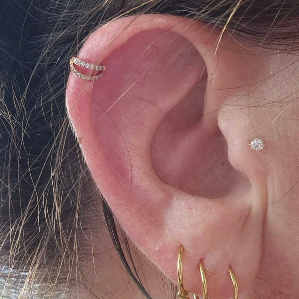 16G Dangle Cartilage Earring Stud/hidden Helix Piercing/conch Piercing/curved Bar Piercing ...