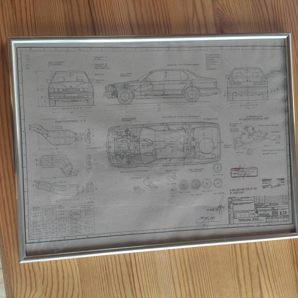 BMW E32 7 Series 1987 Construction Drawing ART Work Blueprint - Etsy