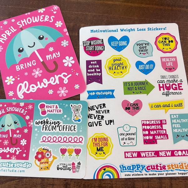 19 Cute Motivational Weight Loss/healthy Eating/diet Planner Stickers ...
