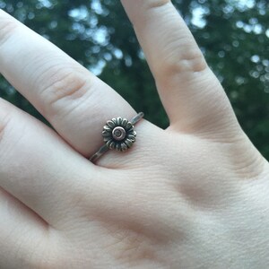 Sunflower Ring, Stack Ring, Flower Stack Ring, Flower Ring, Silver Stack Ring, Sunflower Stack ...