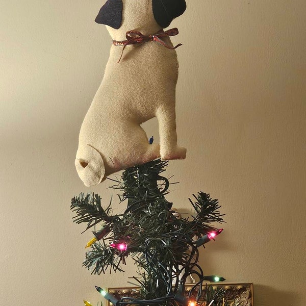 Pug Dog Christmas Tree Topper // Dog Tree Topper // Pug Holiday Decor ...