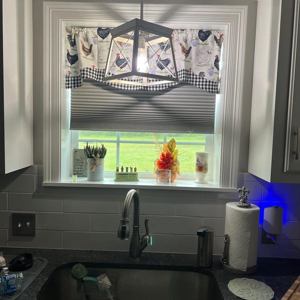 ROOSTER CHICKEN Kitchen Window Valance, Kitchen Window Curtains, Window ...
