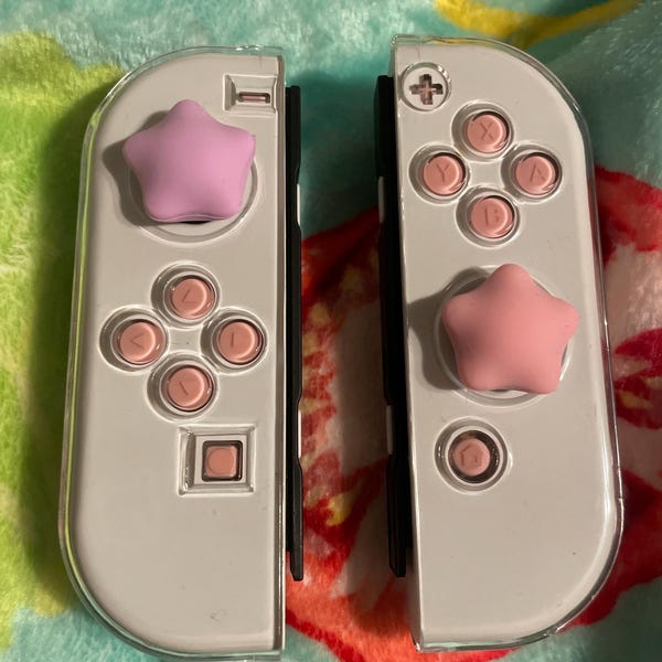 Thumb Grips - Nintendo Switch/oled - Violet & Pink Chonky Stars - Thick ...