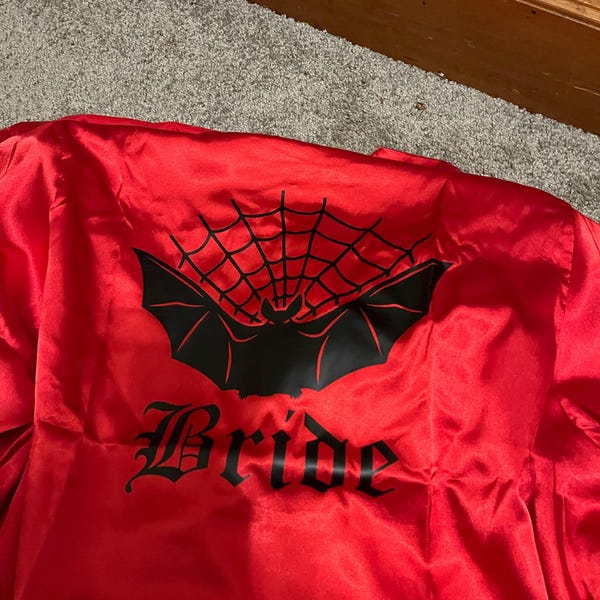 Bride Future Mrs. Gothic Bat and Spider Web Robe, Maid of Honor Robe ...