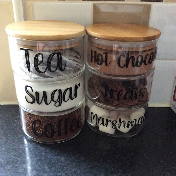 Personalised 2 and 3 Tier Jars With Bamboo Lid - Etsy UK