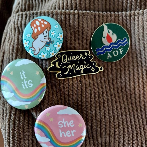 Pastel Pronoun Pins! Kawaii Aesthetic Pin Buttons - They/them, He/they ...
