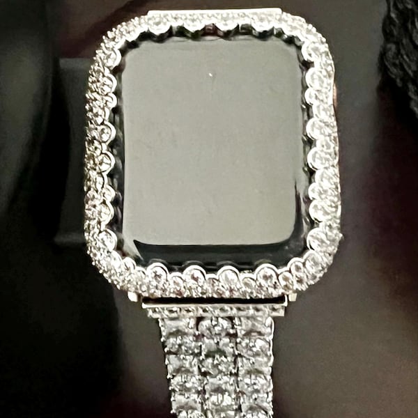 Swarovski Crystal Apple Watch Cover Silver, Apple Watch Case Floral ...