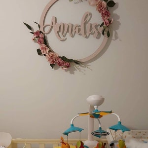 Name Hoop Personalised 50cm Wedding Hoop Baby Shower Floral Hoop Mdf ...