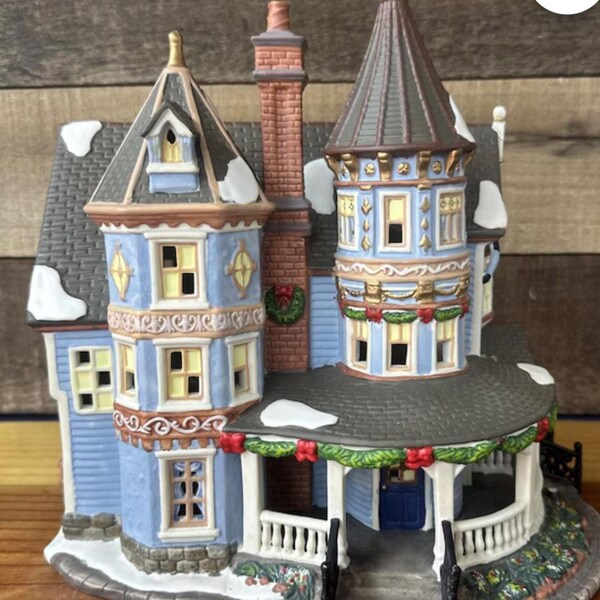 Vintage Ceramic Mold Village Scene Lighted Blue Sparkly 16” - Etsy