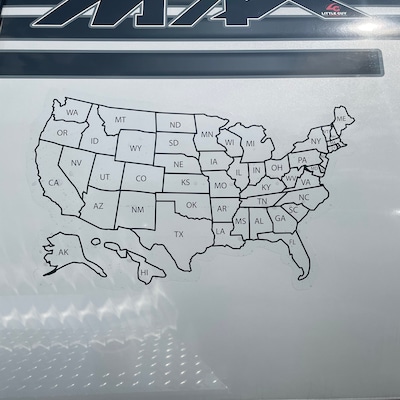Rv State Sticker Travel Map 23x14 Inch Large Visited USA States Map ...