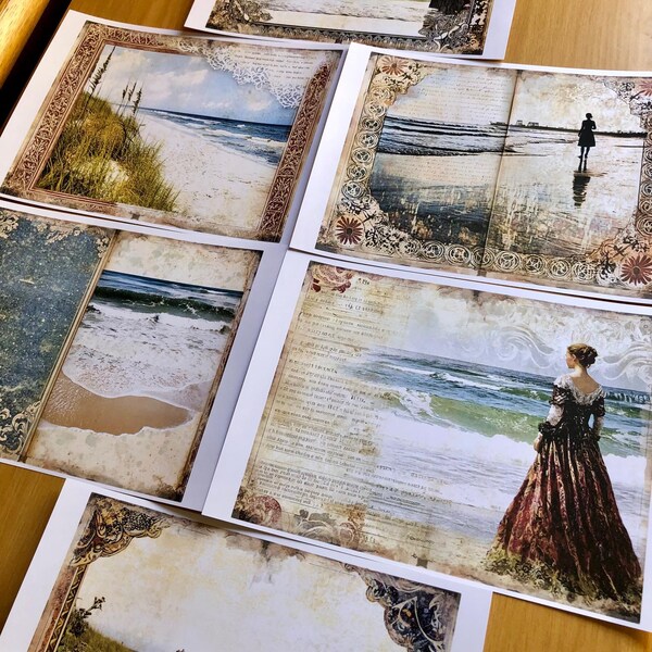 Regency Era Junk Journal Pages 6 Digital Scrapbook Papers 11 X 8.5" Art ...