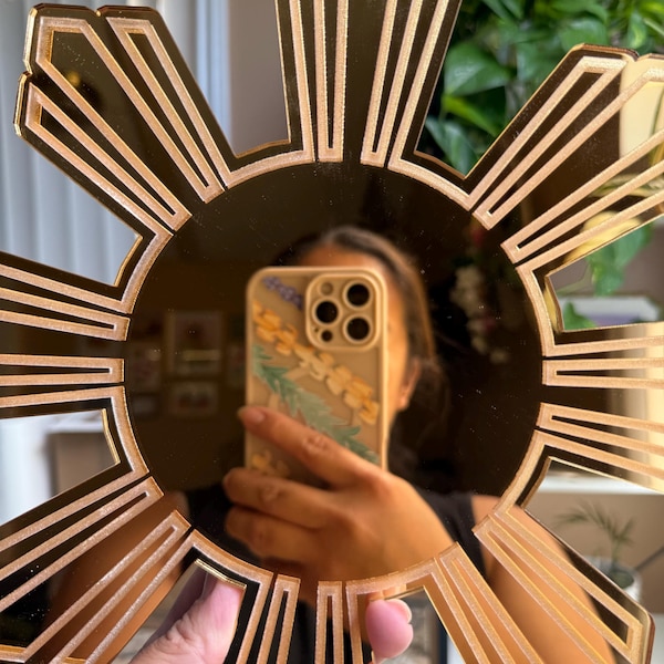 Mirror Gold Filipino Sun Wall Decor | Laser Engraved Acrylic | Modern ...