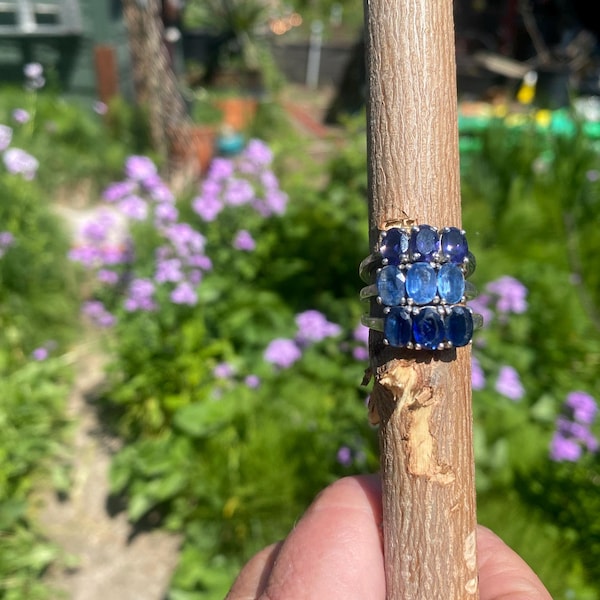 Handmade Iolite Ring: Sterling Silver Three-stone Jewelry - Etsy