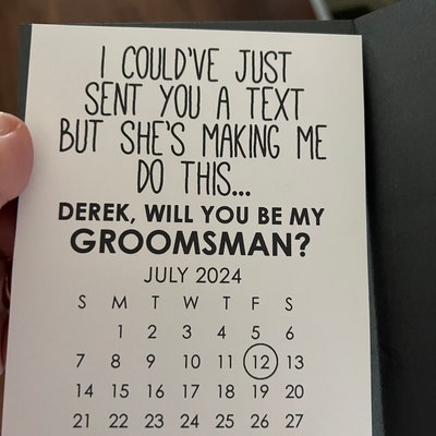 Funny Groomsman Card, Groomsman Calendar Proposal Card Best Man ...