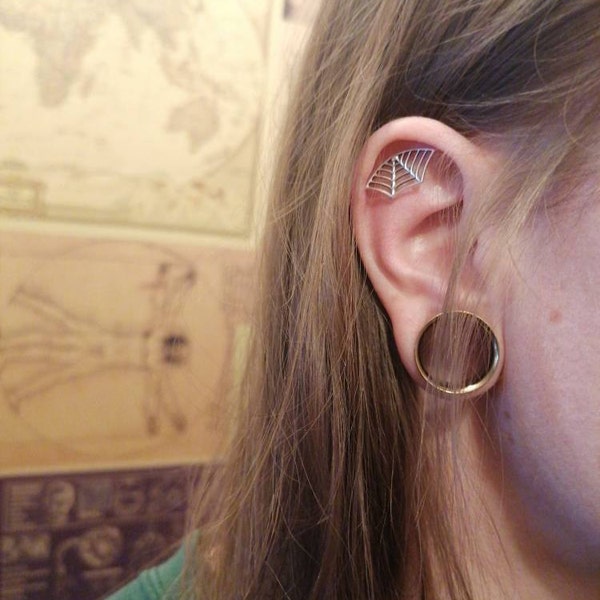 Spider Web Earring Gothic Jewelry • Cartilage Helix Piercing 20G 18G ...