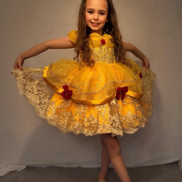 Girls Belle Dress, Girls Belle Costume, Girls Halloween Costume, Beauty ...