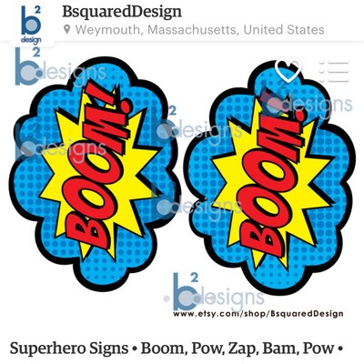 Superhero Signs Boom, Pow, Zap, Bam, Pow 1/2 Page Signs PC Color Front ...
