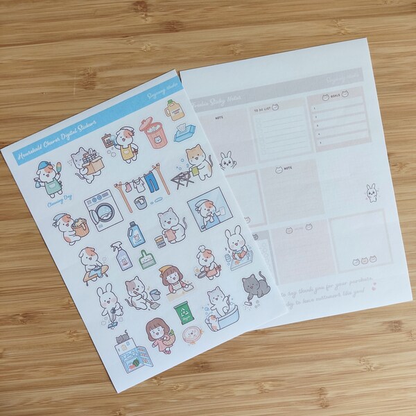 Cute Household Chores Digital Planner Stickers | Cleaning Day Goodnotes ...