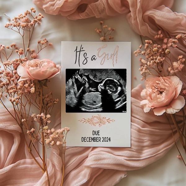 It's a Girl Baby Gender Reveal, Simple Summer Minimalist Social Media ...