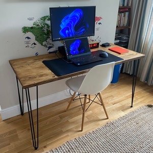 Solid Oak Desk With Monitor Shelf Racton Solid Wood Desk With | Etsy