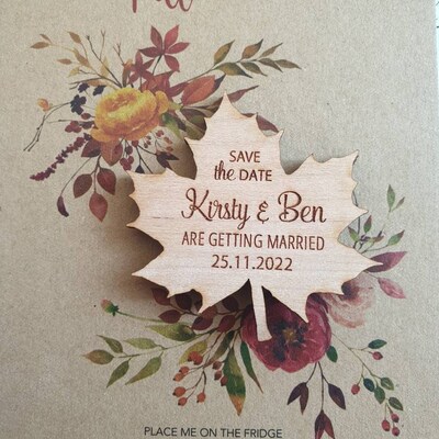 Fall Save the Date Magnet With Cards Wedding Maple Leaf - Etsy UK