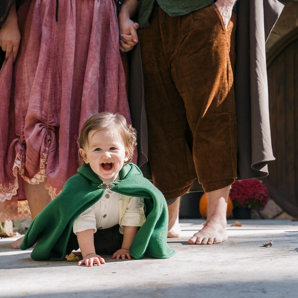 Kids Cloak, Boys Girls Green Hooded Cloak Fleece Elf, Elven, Archer ...