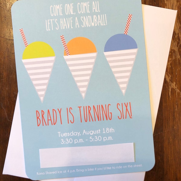Snow Cone Birthday Party Invitation | Summer Birthday | Snowcone Party ...