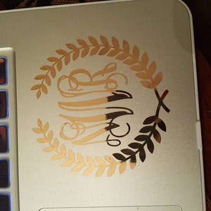 Gold Foil Monogram Laurel Wreath Monogram Decal Sticker | Etsy