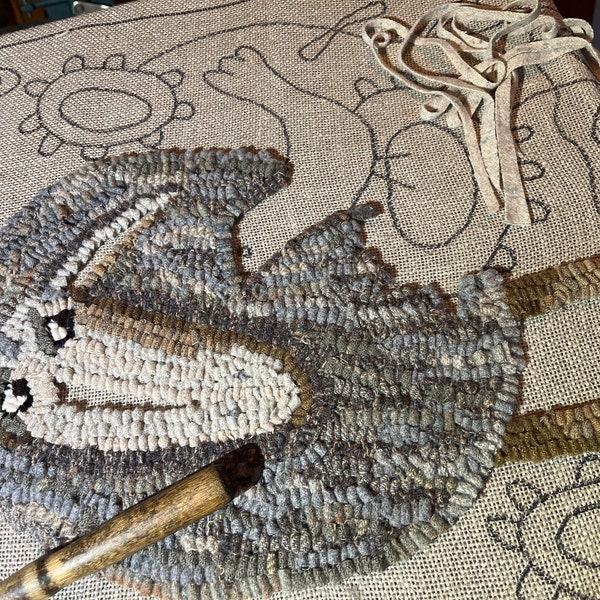 Rug Hooking PATTERN, Love One Another, 18x23, Primitive, Cat, Bird, Hooked Rug Patterns, Cat ...