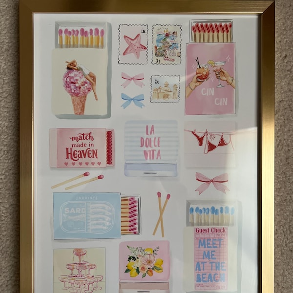 Coastal Hand Painted Matchbox Pastel Print Vintage Matchbox Print Retro ...