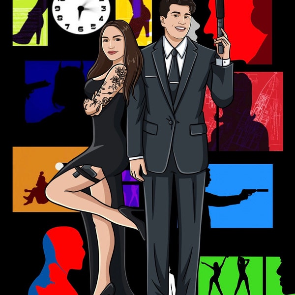 Archer Portrait, Archer Couple Portrait, Secret Agent Digital ...
