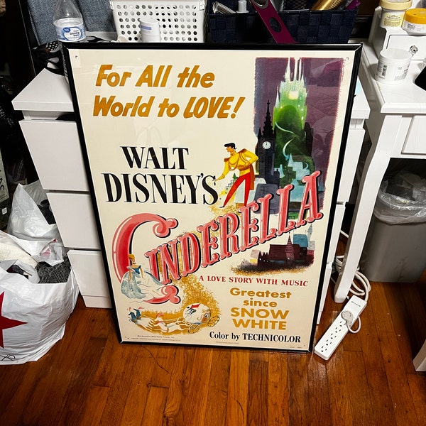 Cinderella Movie Poster Vintage Disney Movie Poster Classic Walt Disney ...