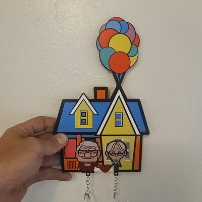 High Quality Handmade Wooden UP Keychain, UP Cartoon Keychain, Husband ...